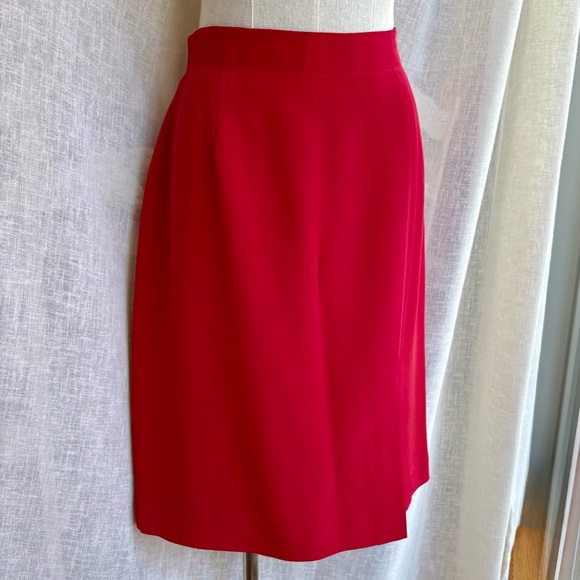 Evan Picone | Skirts | Vintage Evan Picone Red Silk Pencil Skirt | Poshmark
